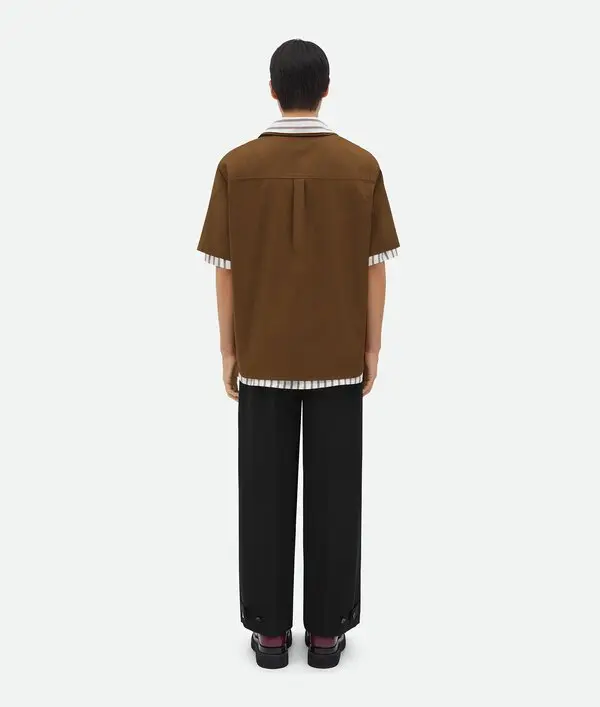 Bottega Veneta Double Layer Cotton And Silk Shirt - Cedar / White